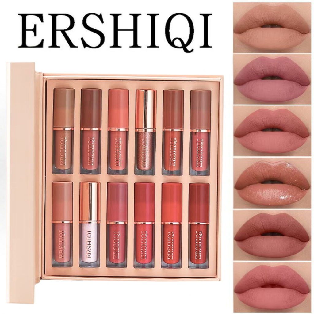 Jual Lipstik Murah ERSHIQI Lipstick isi 12 pcs Lip Matte Waterproof ...