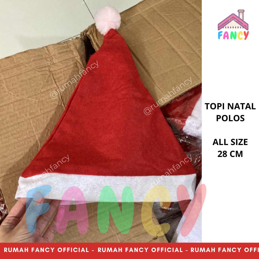 Jual Topi Natal Flanel Merah ALL SIZE 28 CM / Topi Natal Santa Dewasa ...