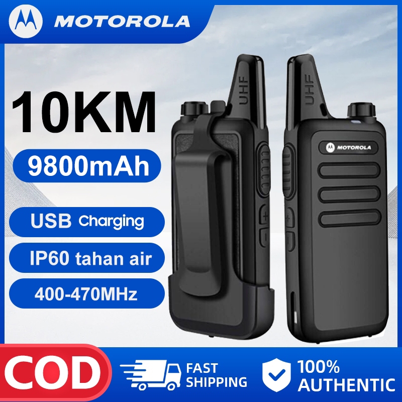 Jual [2PCS]Motorola Walkie Talkie radio genggam UHF 5W kekuatan tinggi 9800MAH Baterai Pengisian ...