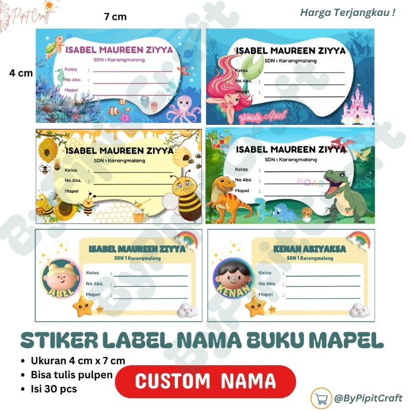 Jual Stiker Label Buku Pelajaran Custom Lucu Tinggal Tempel - Isi 20 ...