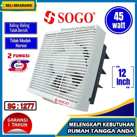 Jual Exhaust / Hexos / Heksos Fan SOGO SG 1277 Wall Fan Kipas Dinding ...