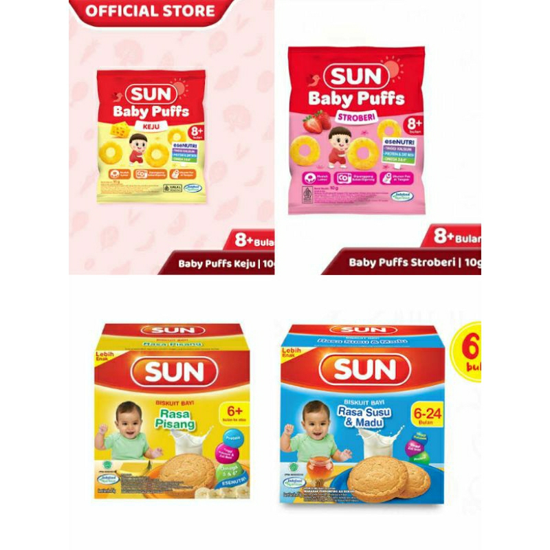 Jual sun biskuit bayi 75gr / puff 10gr / puffs snack baby | Shopee ...