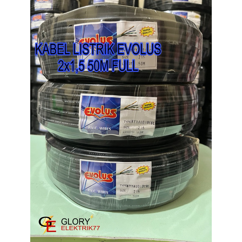 Jual KABEL LISTRIK,POMPA,AUDIO DLL EVOLUS 2x1,5 50M FULL SUPER QUALITY (ISI 2 SERABUT TEBAL ...