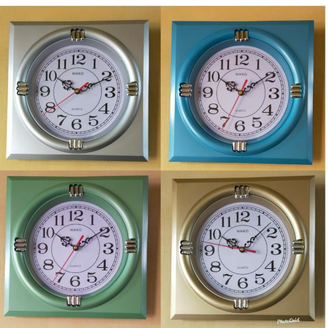 Jual JAM DINDING SEGI EMPAT PETAK PERSEGI MERK NIKKO WARNA CERAH BARANG ...