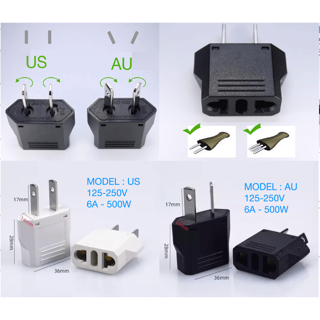 Jual Steker Colokan Listrik Converter US AU To EU Adaptor Konverter ...