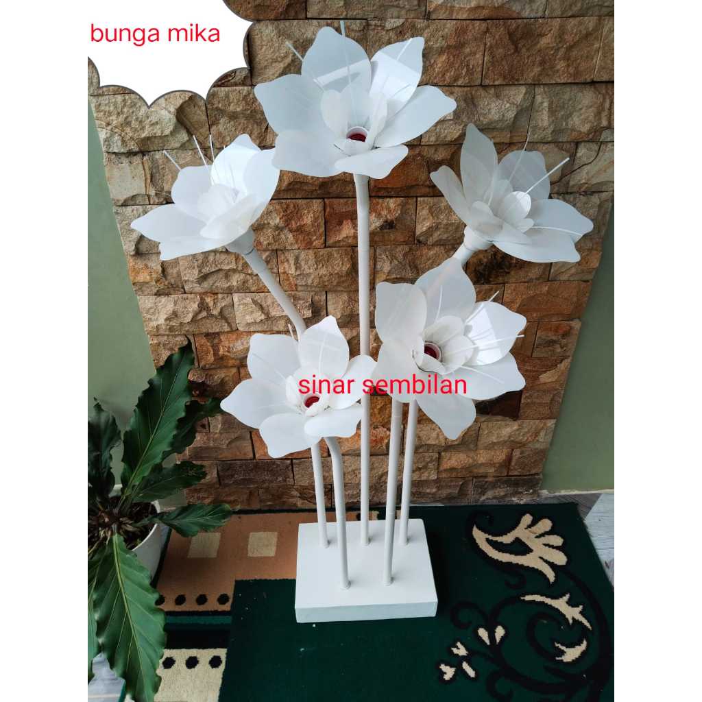 Jual 1set 5 tangkai lampu bunga mika dekorasi dudukan pvc | Shopee ...