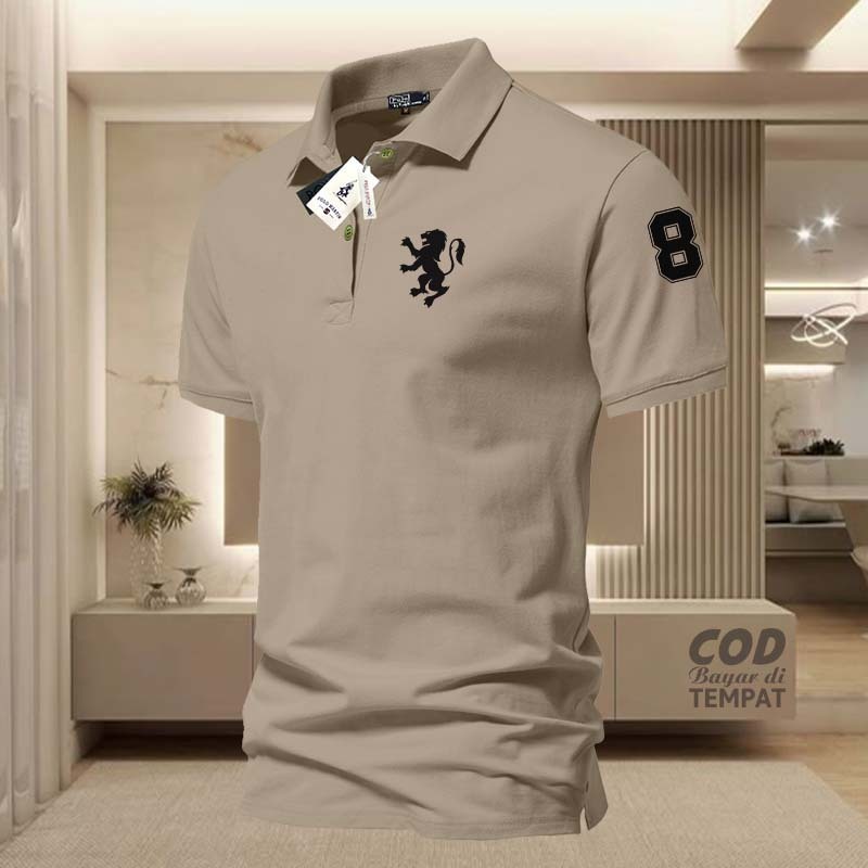 Jual COD T-shrit POLO kerah Singa 8 Text Hitam Kaos Kerah Dewasa Shirt / Kaos Wangki Pria Polo ...