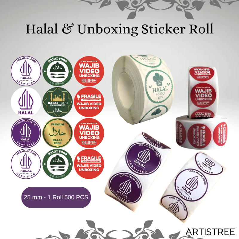 Jual READY Stiker Estetik Bulat 500 PCS Label Halal Wajib Unboxing ...