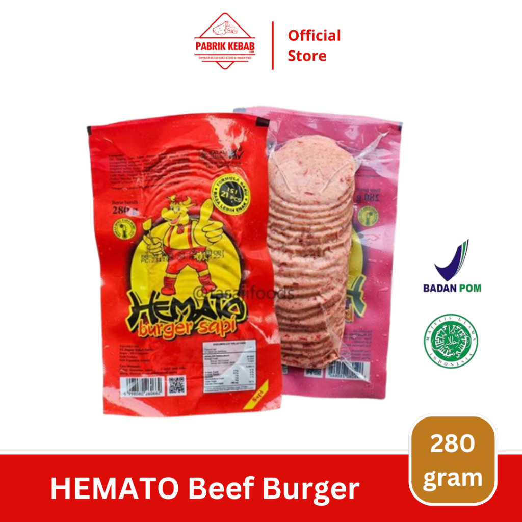 Jual HEMATO Beef Burger - Daging Burger Sapi 280 Gram | Shopee Indonesia