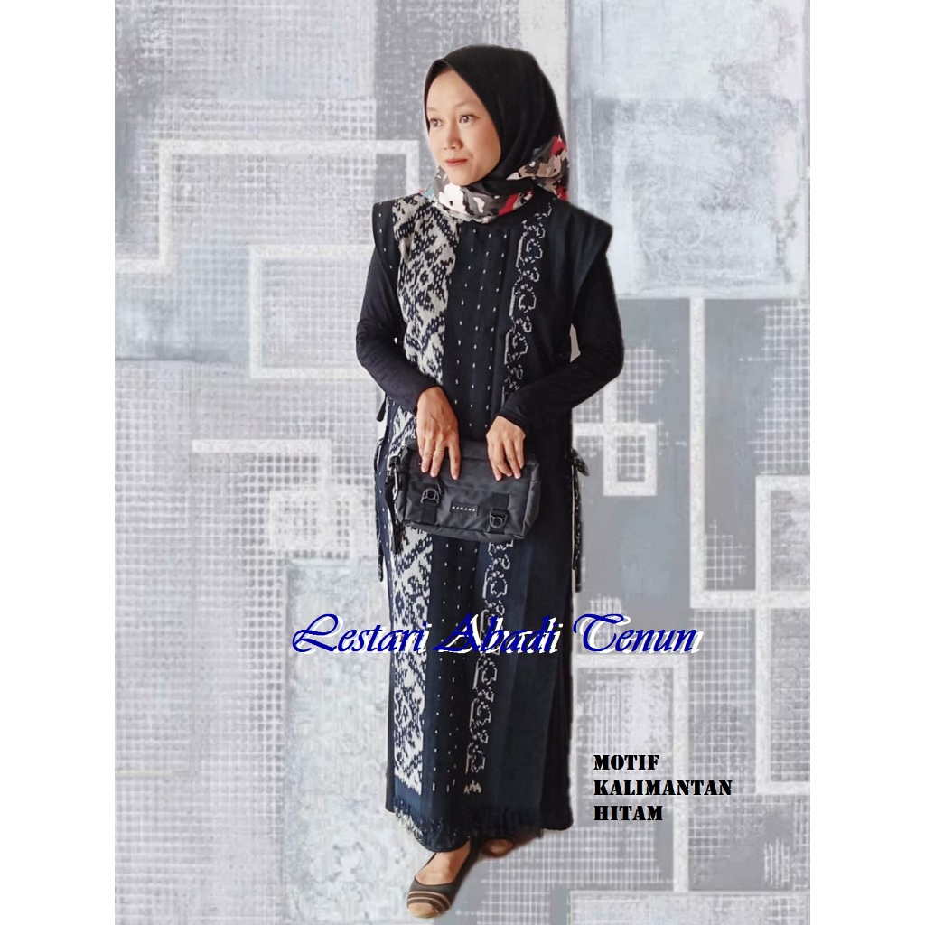 Jual VEST WANITA PANJANG, OUTER ROMPI BAJU TENUN - MOTIF KALIMANTAN ...