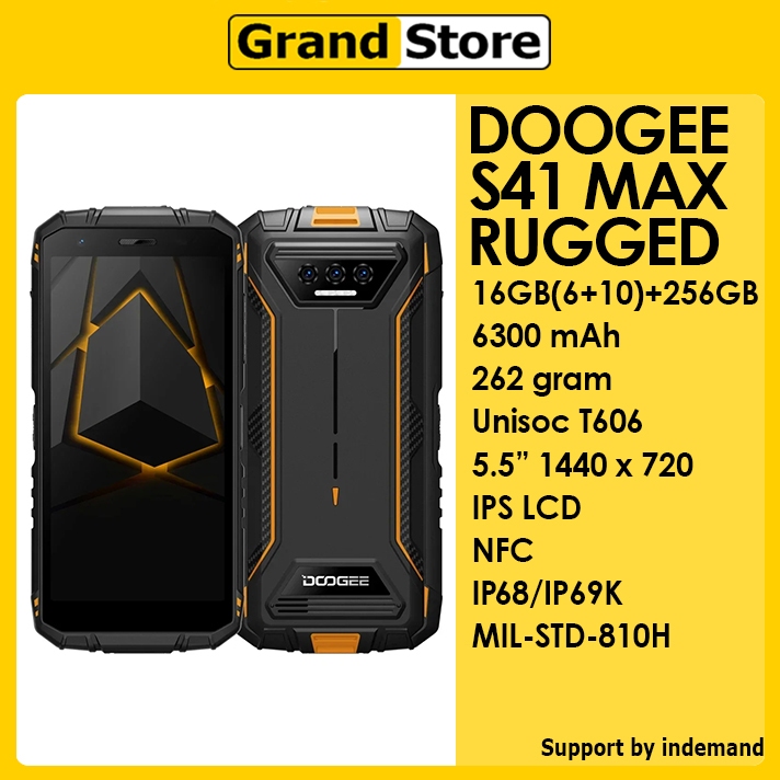 Jual DOOGEE S41 MAX rugged smartphone 4G RAM 16GB(6+10)+256GB ROM Android 13 5.5" IPS LCD 720 x ...