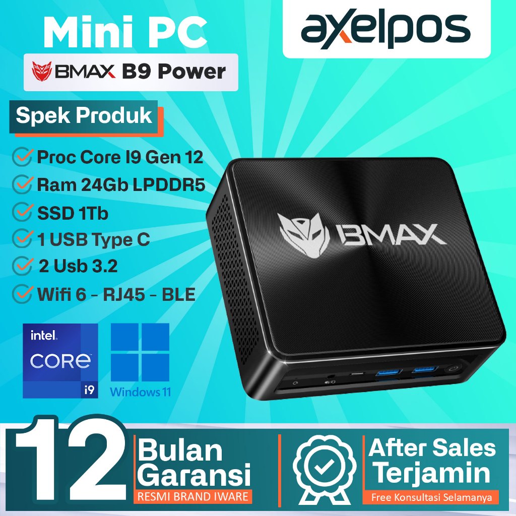Jual Axelpos Mini PC BMAX B9 Power Intel Core i9 12900H, Turbo ...