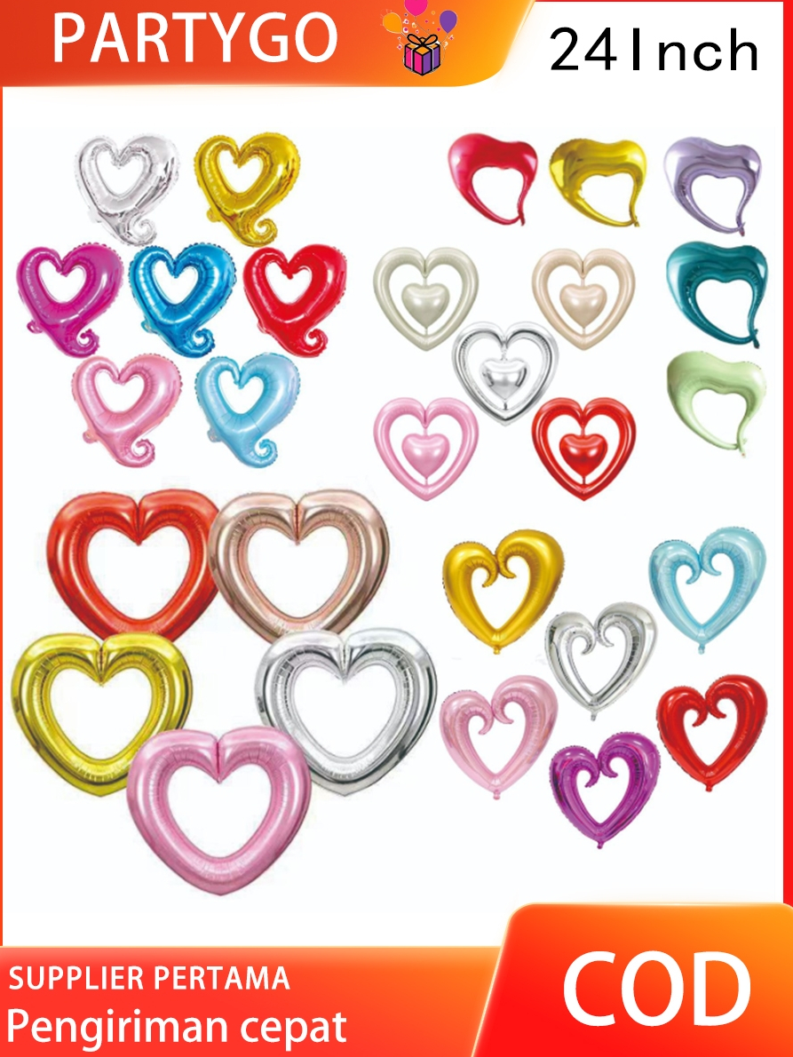 Jual Balon foil love bolong tengah 24 inchi warna bentuk hearth pink ...