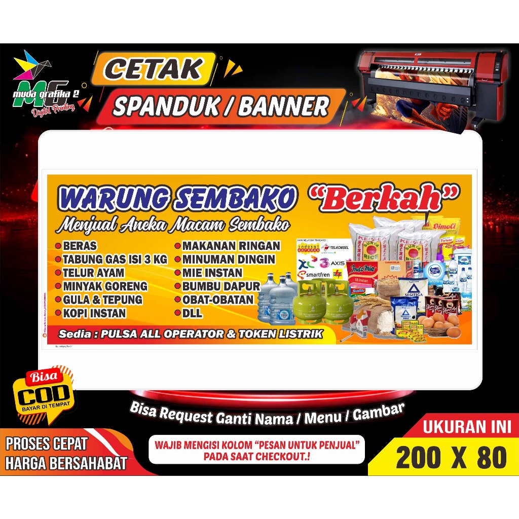 Jual Spanduk Warung Sembako_Toko Sembako 200x80 | Shopee Indonesia