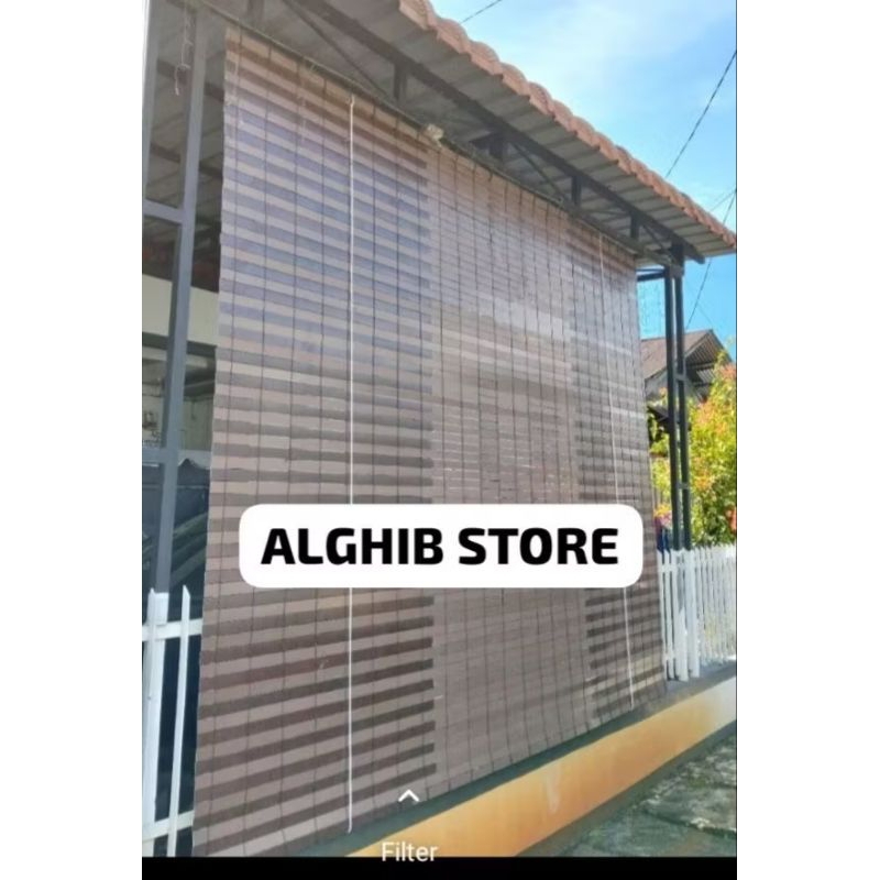 Jual kerey tirai gulung outdoor bahan PVC lengkap dengan tali ...
