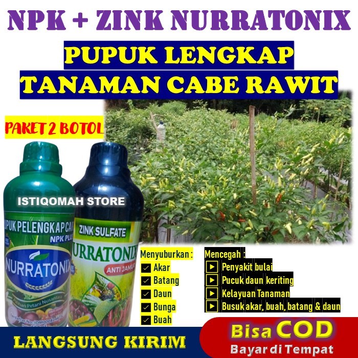 Jual Paket NPK + ZINK NURRATONIX Pupuk Lengkap Penyubur dan Anti Penyakit Tanaman Cabe Rawit ...