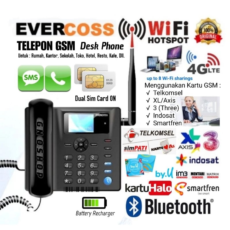 Jual Telepon GSM Wifi Hotspot Rumah Kantor Desk Phone Home Dual SIM Card ON Telpon Telephone GSM ...