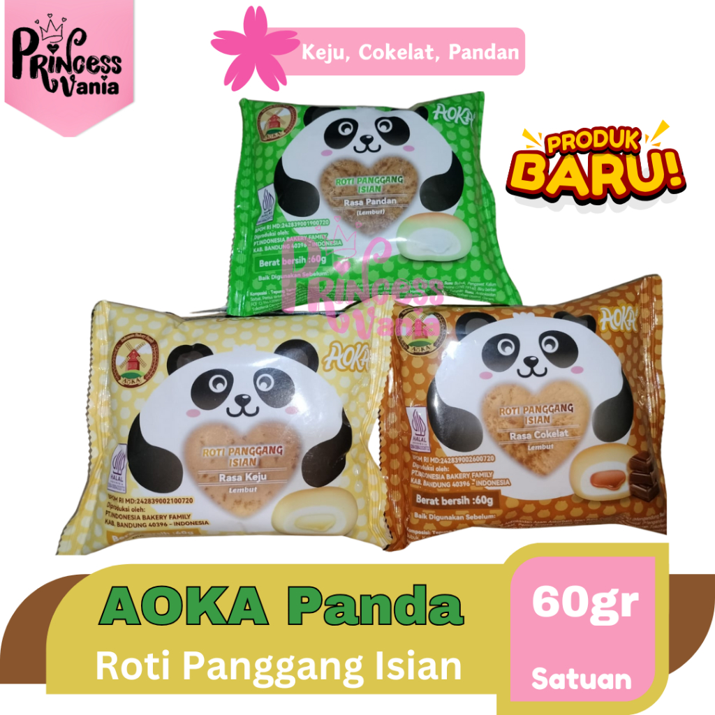 Jual AOKA PANDA SATUAN ROTI PANGGANG ISIAN RASA PANDAN KEJU COKELAT ...