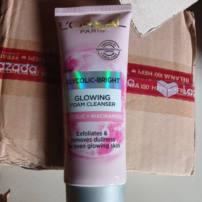 Jual [100 ml] L'Oreal Loreal Paris Glycolic Bright Cleanser Foam 50ml 100ml Skin Facial Wash ...