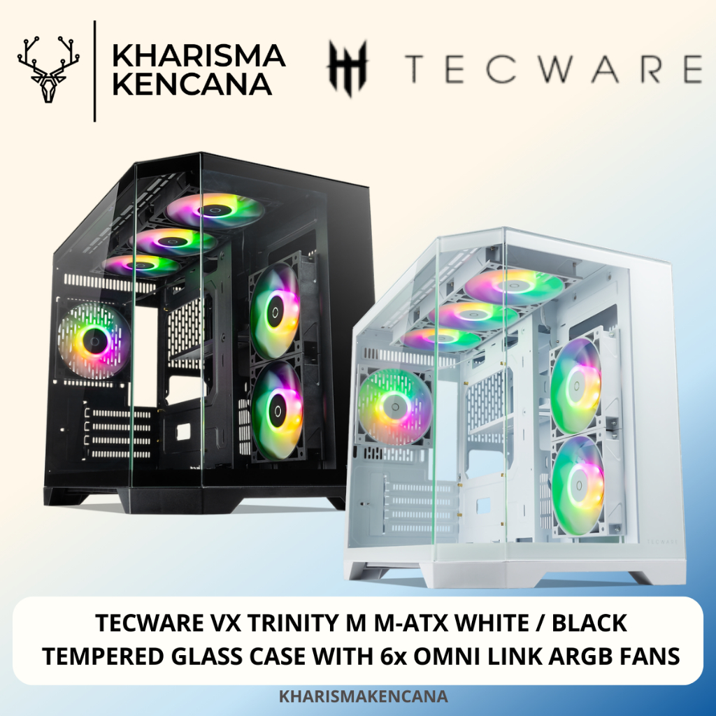 Jual TECWARE VX TRINITY M M-ATX WHITE / BLACK TEMPERED GLASS CASE WITH ...