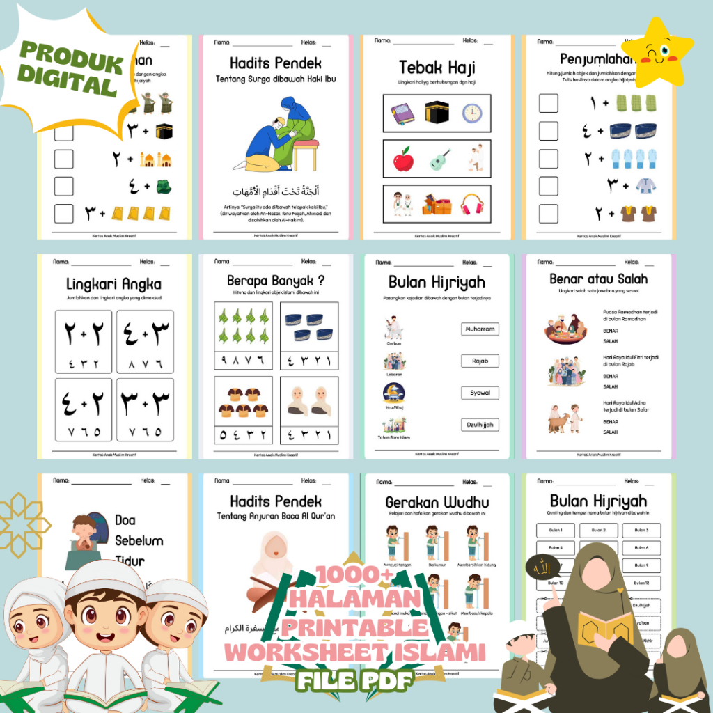 Jual PRINTABLE ACTIVITY WORKSHEET ISLAMI 1000+ PAGE PDF (ISLAMI VERSION ...
