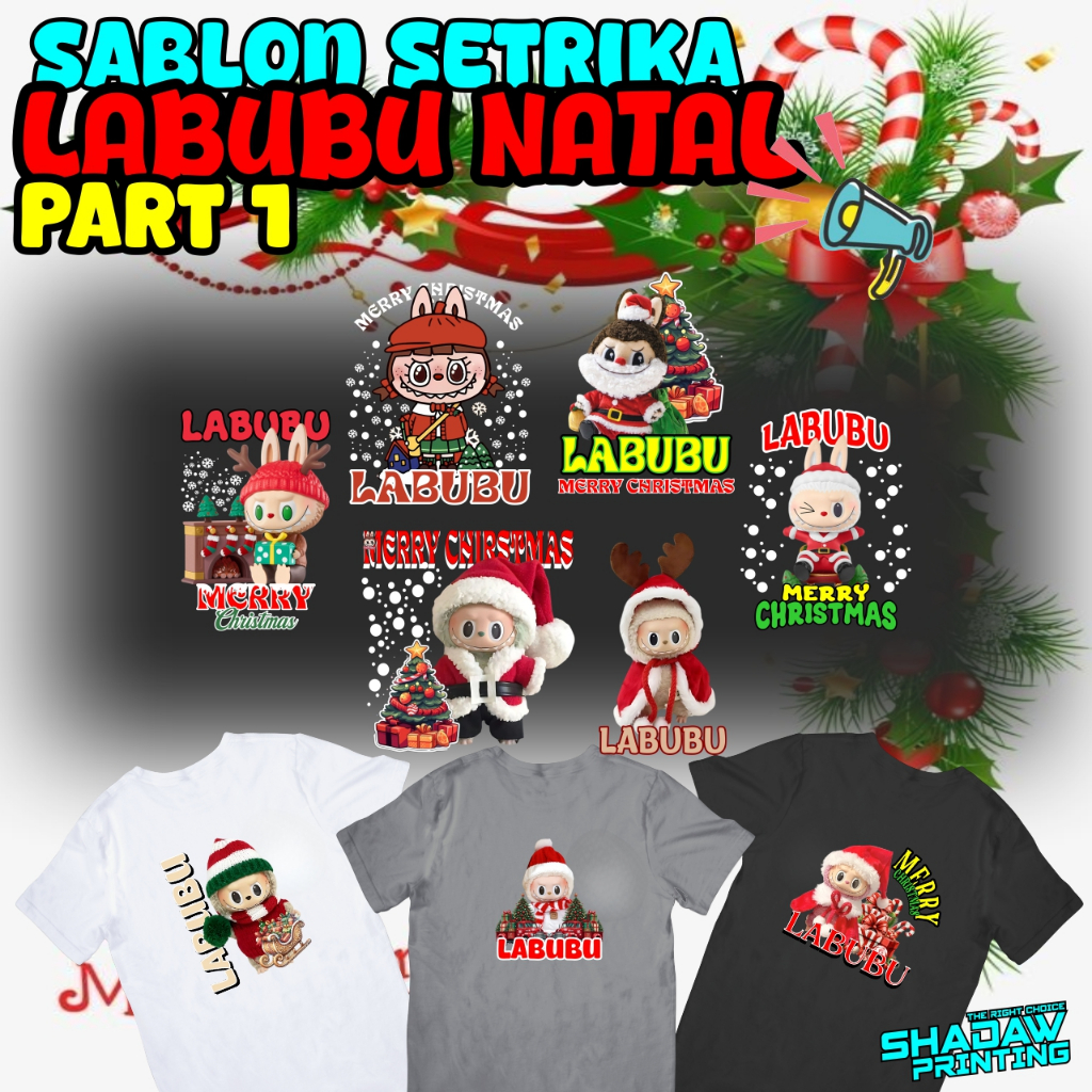 Jual SABLON setrika tema cartoon LABUBU NATAL simple praktis cukup di ...