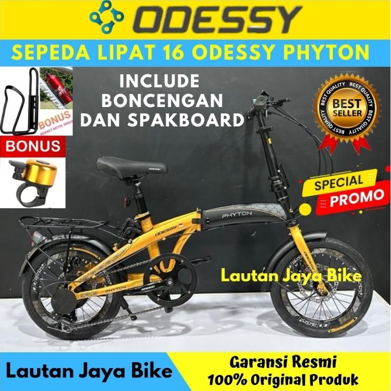 Jual SEPEDA LIPAT 16 ODESSY PHYTON BONCENGAN Rem Discbrake New | Shopee ...