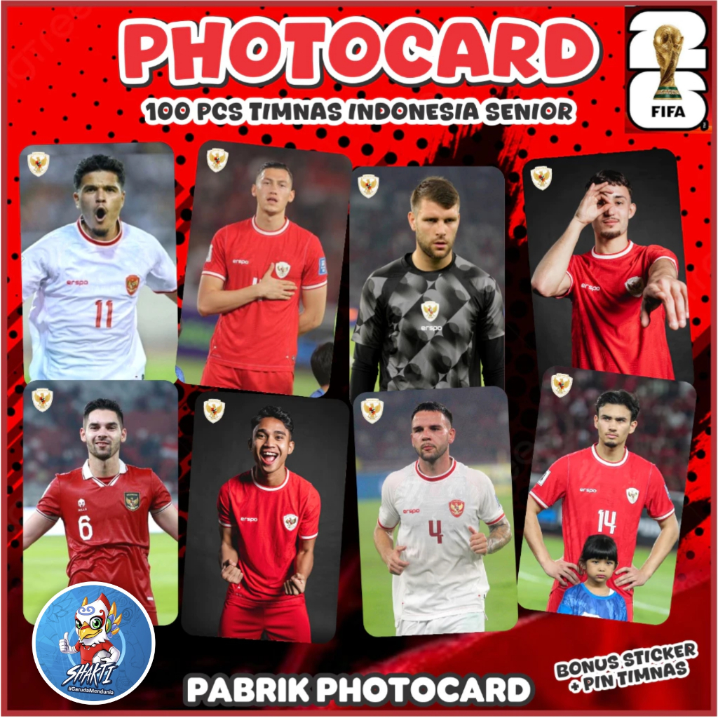 Jual Photocard 100 Pcs Timnas Senior Indonesia Terbaru 2024 Bonus PIN ...