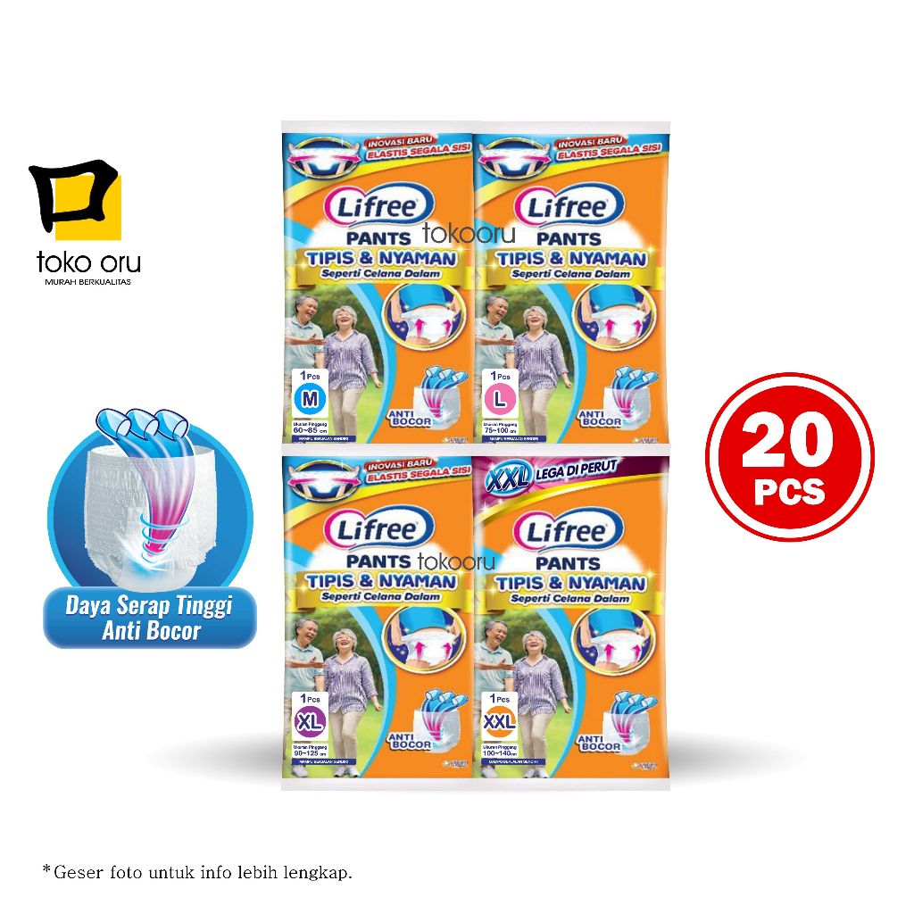 Jual Lifree M L XL XXL isi 20 pcs Popok Celana Dewasa | Shopee Indonesia