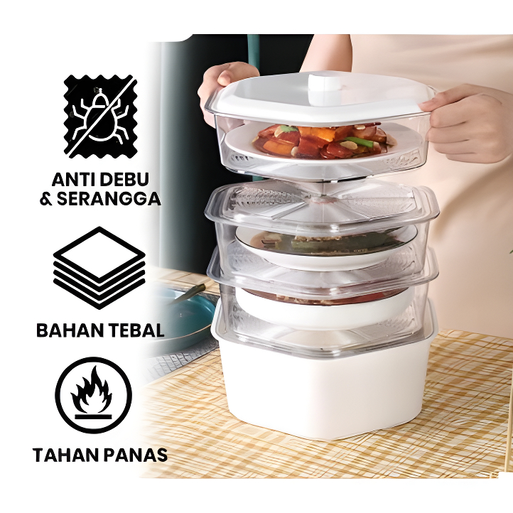 Jual Rak Makanan Transparan Modern 4 Susun Multi Layer segi 6 / Food ...