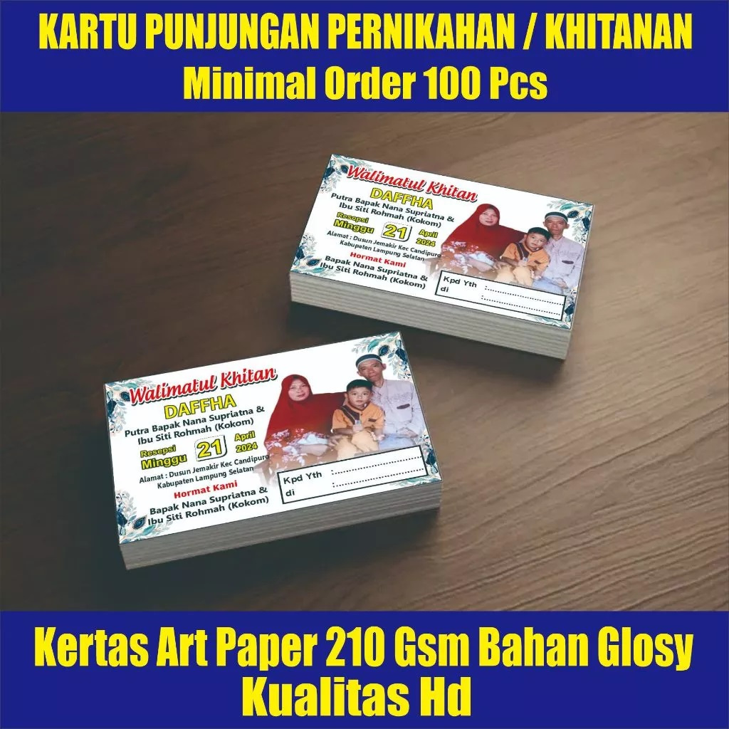 Jual Kartu Punjungan Hajatan Murah bahan kertas ART Paper 210 Gsm ...