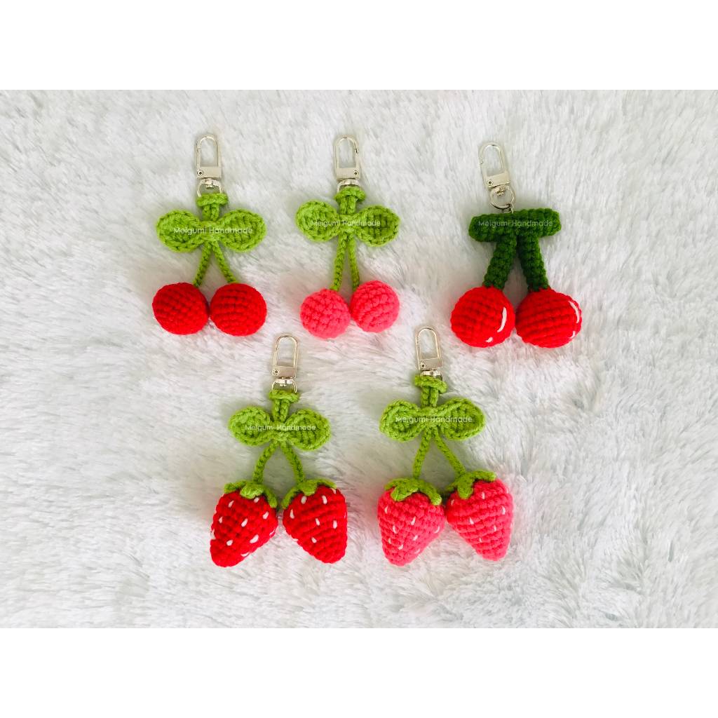 Jual [Ready Stock] Boneka Rajut Buah / Amigurumi Buah / Gantungan Rajut Buah Strawberry, Cherry ...