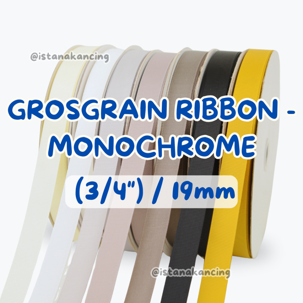 Jual Pita Grosgrain Double Face 3/4" Inch / 19mm 1 METER Monochrome ...