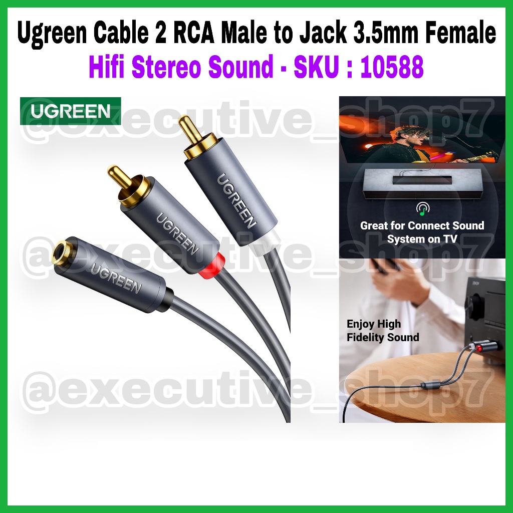 Jual Ugreen Cable 2 RCA Male to Jack 3.5mm Female - Hifi Stereo Sound ...
