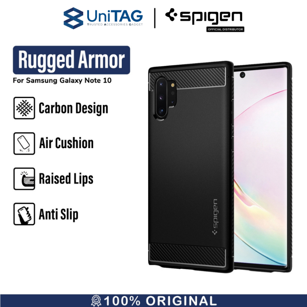 Jual Case Galaxy Note 10 / Lite / 10 Plus Spigen Rugged Armor Carbon Casing | Shopee Indonesia