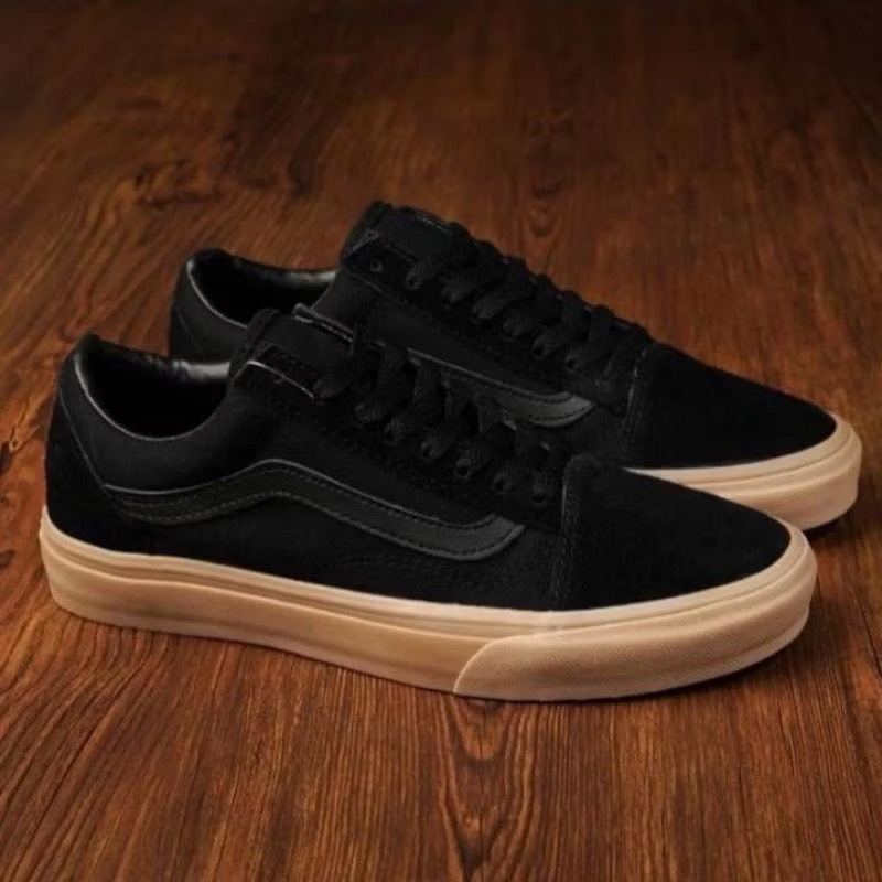 Jual SEPATU OLD SKOOL MONO BLACK GUM KULIT SUEDE PREMIUM SEPATU KASUAL ...