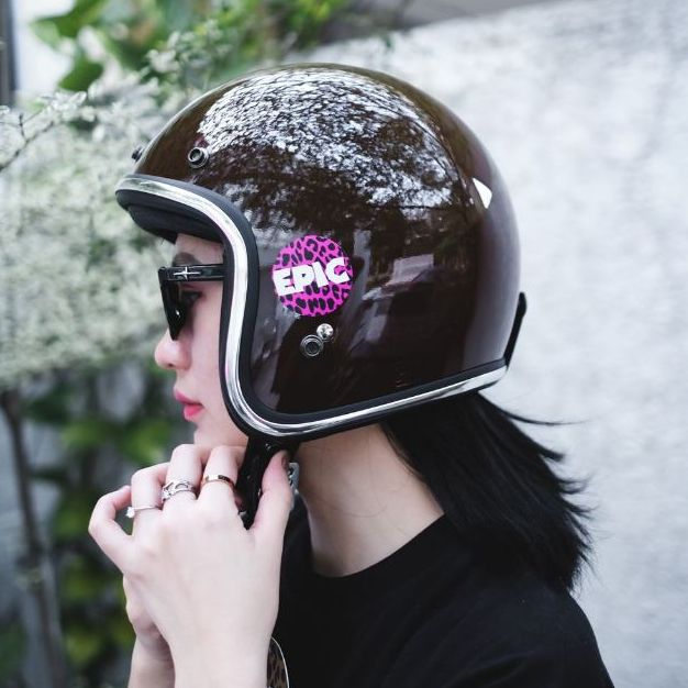 Jual Epic Veil Helmet Open Face Basic Mocca Glossy List Chrome Helm ...