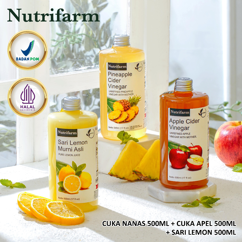 Jual Nutrifarm Paket Imun Cuka Nanas Lemon Cuka Apel / Cuka Nanas 500 ...