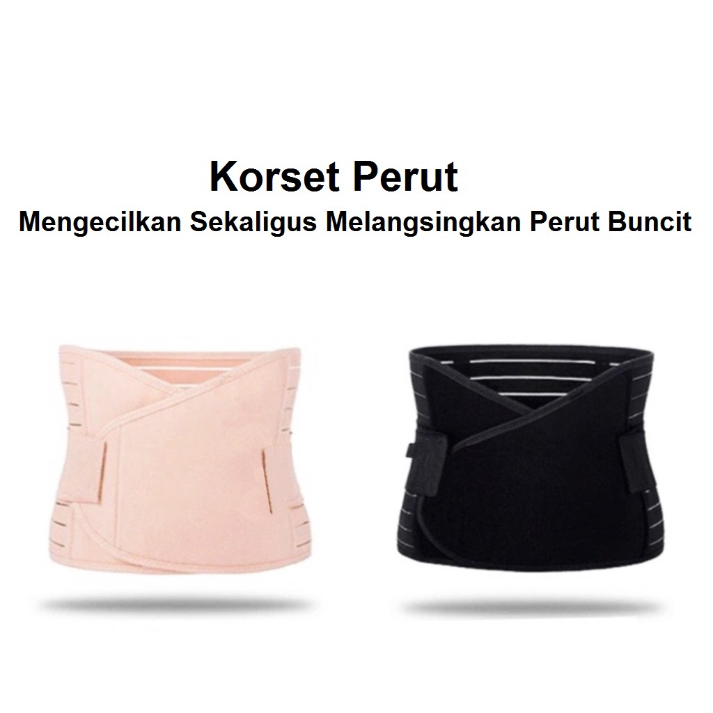 Jual KORSET PENGECIL PERUT DOUBLE PEREKAT HITAM CREAM KORSET PELANGSING ...