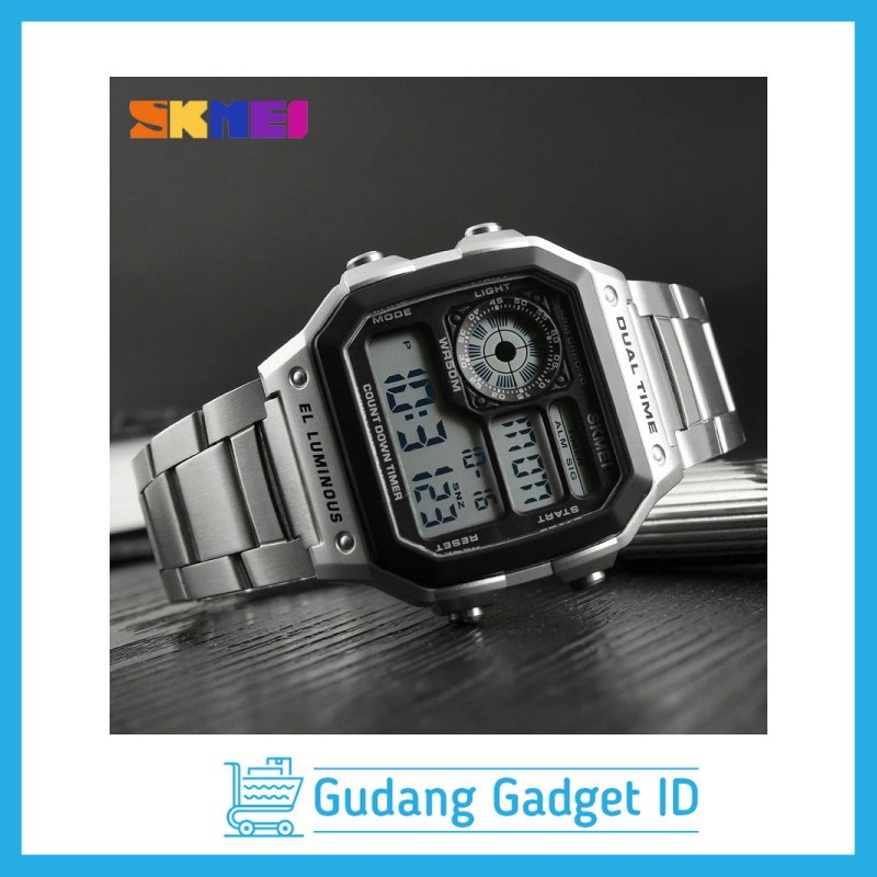 Jual Jam Tangan Pria Digital Arloji Tahan Air Tali Stainless SKMEI ...