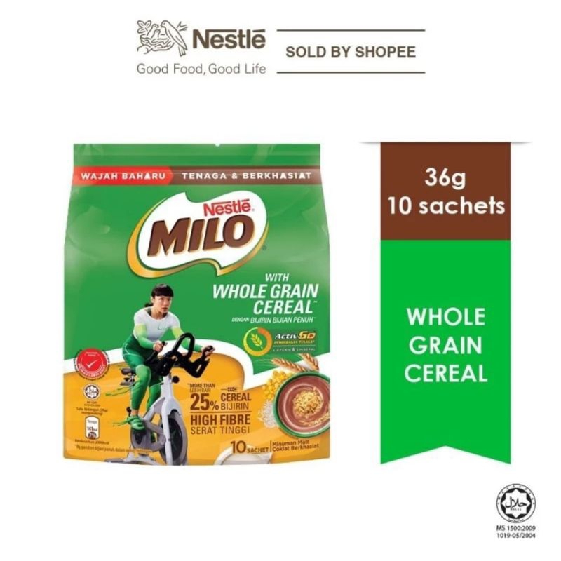 Jual MILO Activ-Go Whole Grain Sereal malaysia (10 sachet) | Shopee ...