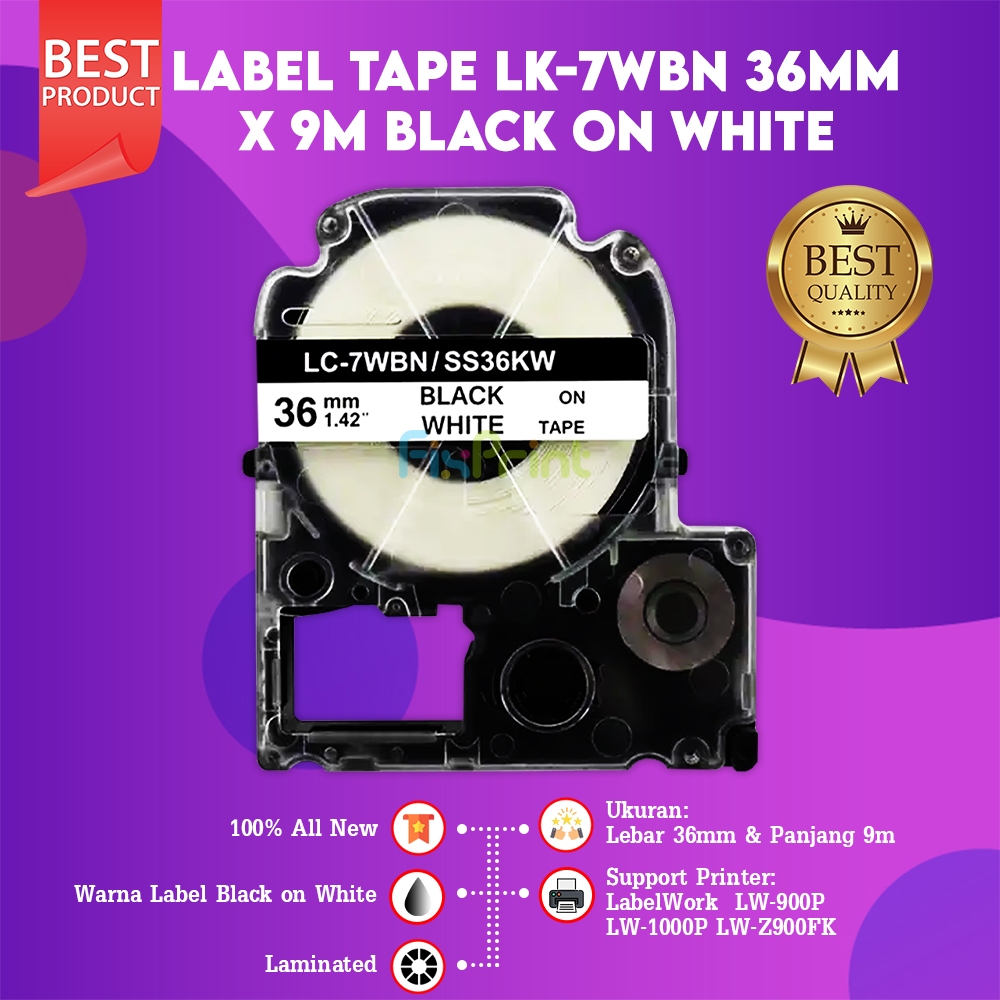Jual FixPrint Label Tape Laminated LK 7WBN 6WBN 5WBN 4WBN Black On ...
