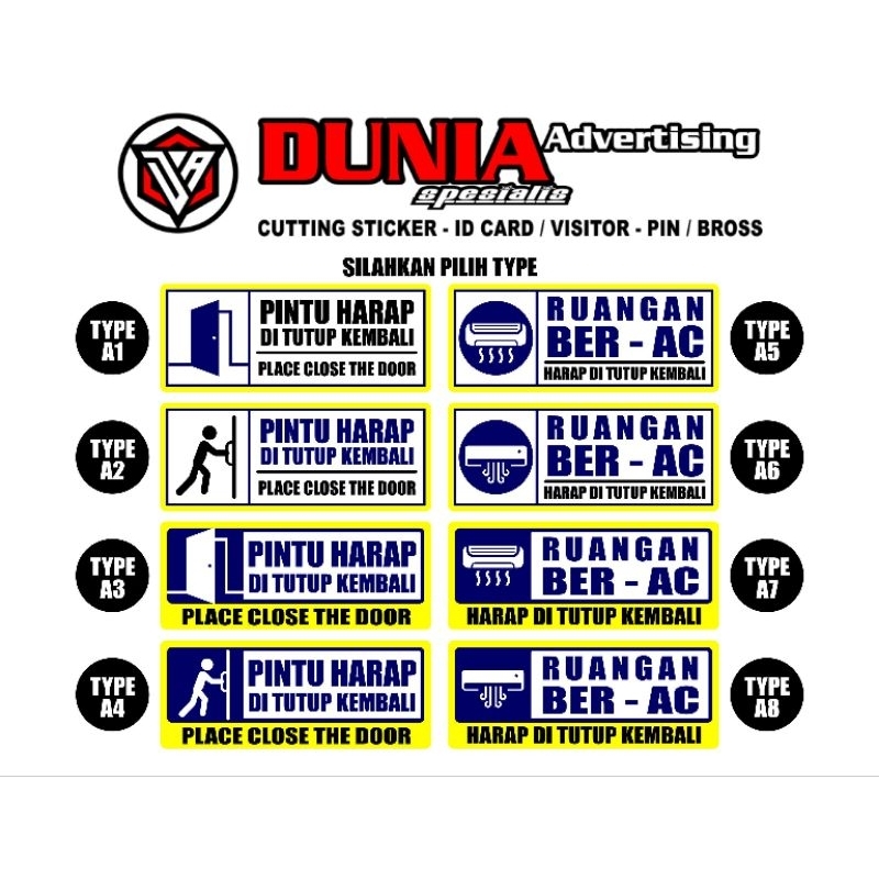 Jual STICKER HARAP TUTUP KEMBALI / STICKER RUANGAN BER - AC Ukuran 20cm ...