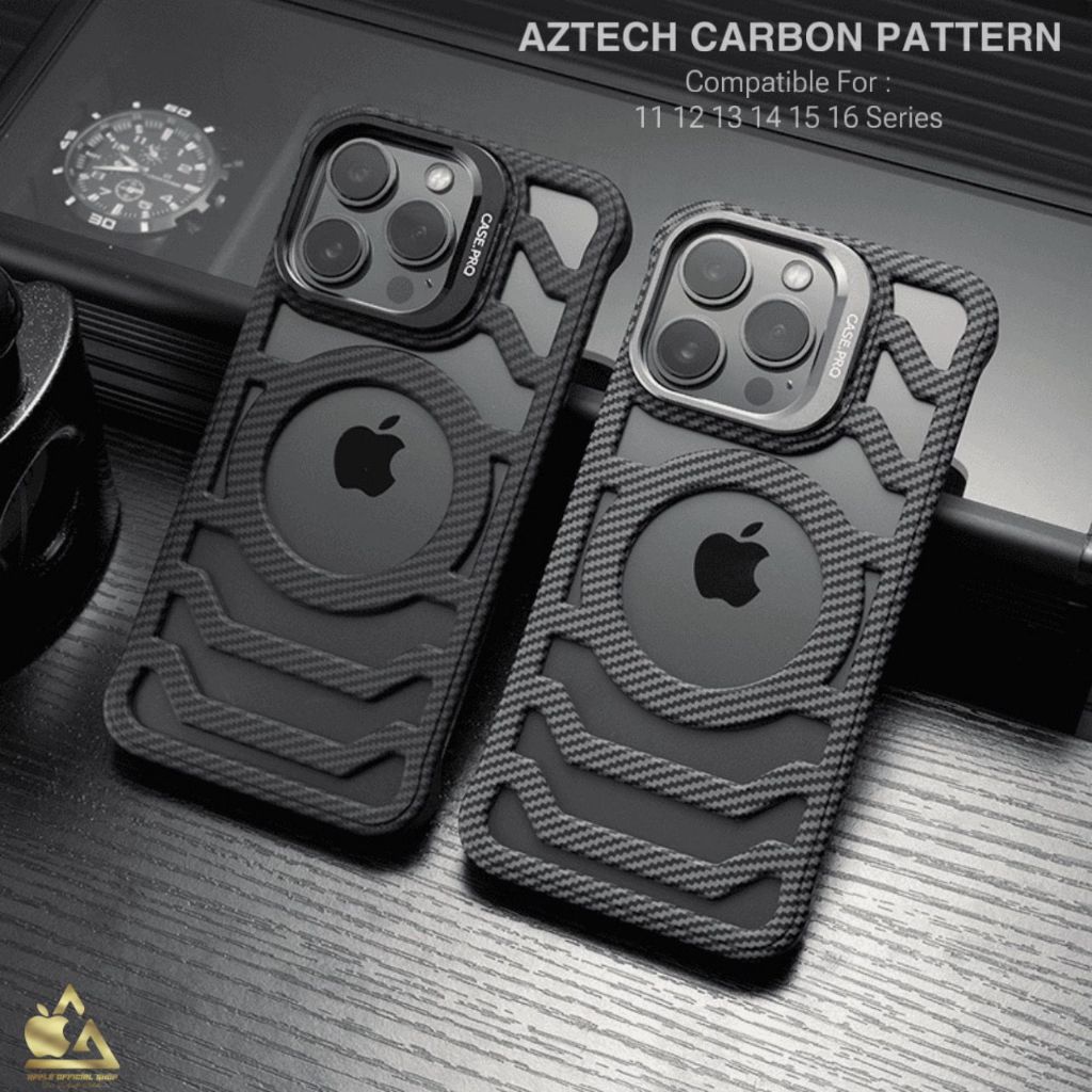 Jual 2in1 Premium MagSafe Iron Aztech Black Carbon Standing For iPhone ...