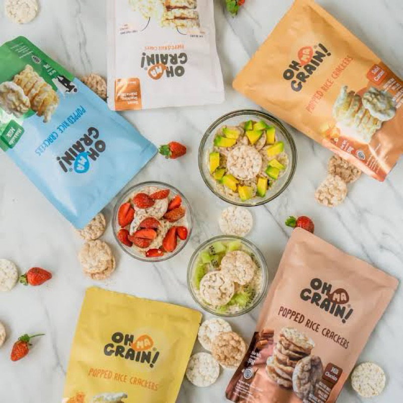 Jual OH MA GRAIN! Popped Rice Crackers Salted Caramel,Roasted Corn ...