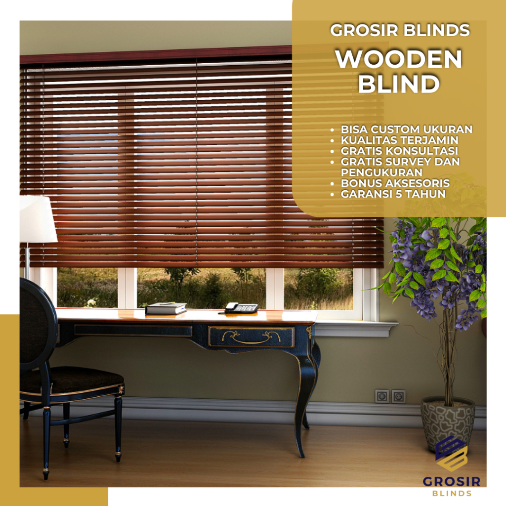Jual Wooden Blind Tirai Kayu Blind Gorden Premium Harga Grosir | Shopee ...