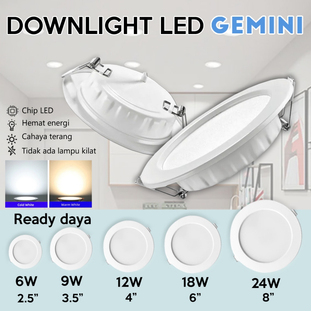 Jual Lampu Downlight Led 3W / 6W / 9W / 12W / 18W / 24W PUTIH / KUNING ...