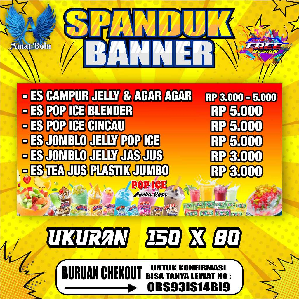 Jual Cetak Banner Cetak Spanduk Aneka Minuman Pop Ice & Tea Jus Costom ...