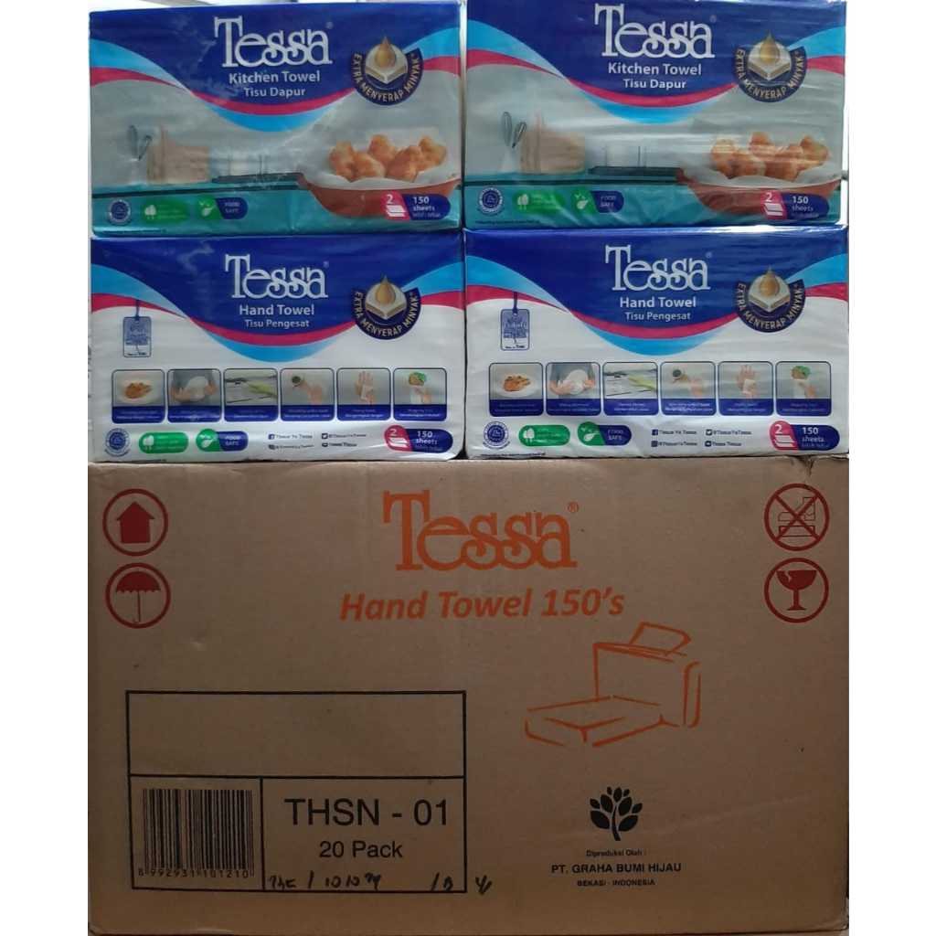 Jual 1 KARTON Tessa Hand Towel 150 Sheets x 2 Ply ( Warna Putih ) THSN ...
