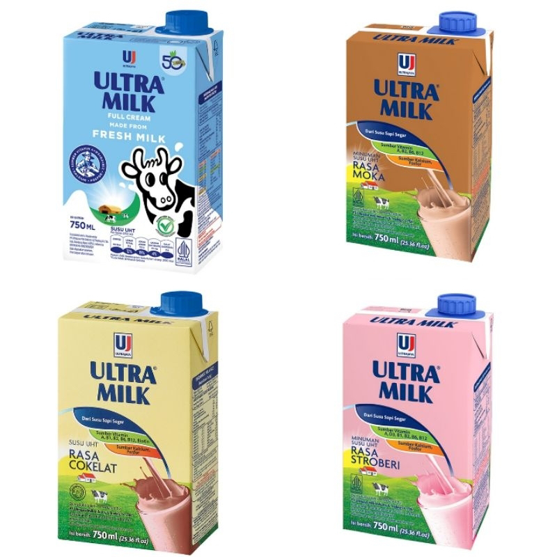 Jual Ultra milk full cream / coklat / strawberry / moka 750 ml | Shopee ...